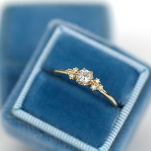 Delicate Diamond Ring, Engagement Ring White Diamond, Minimalist ...