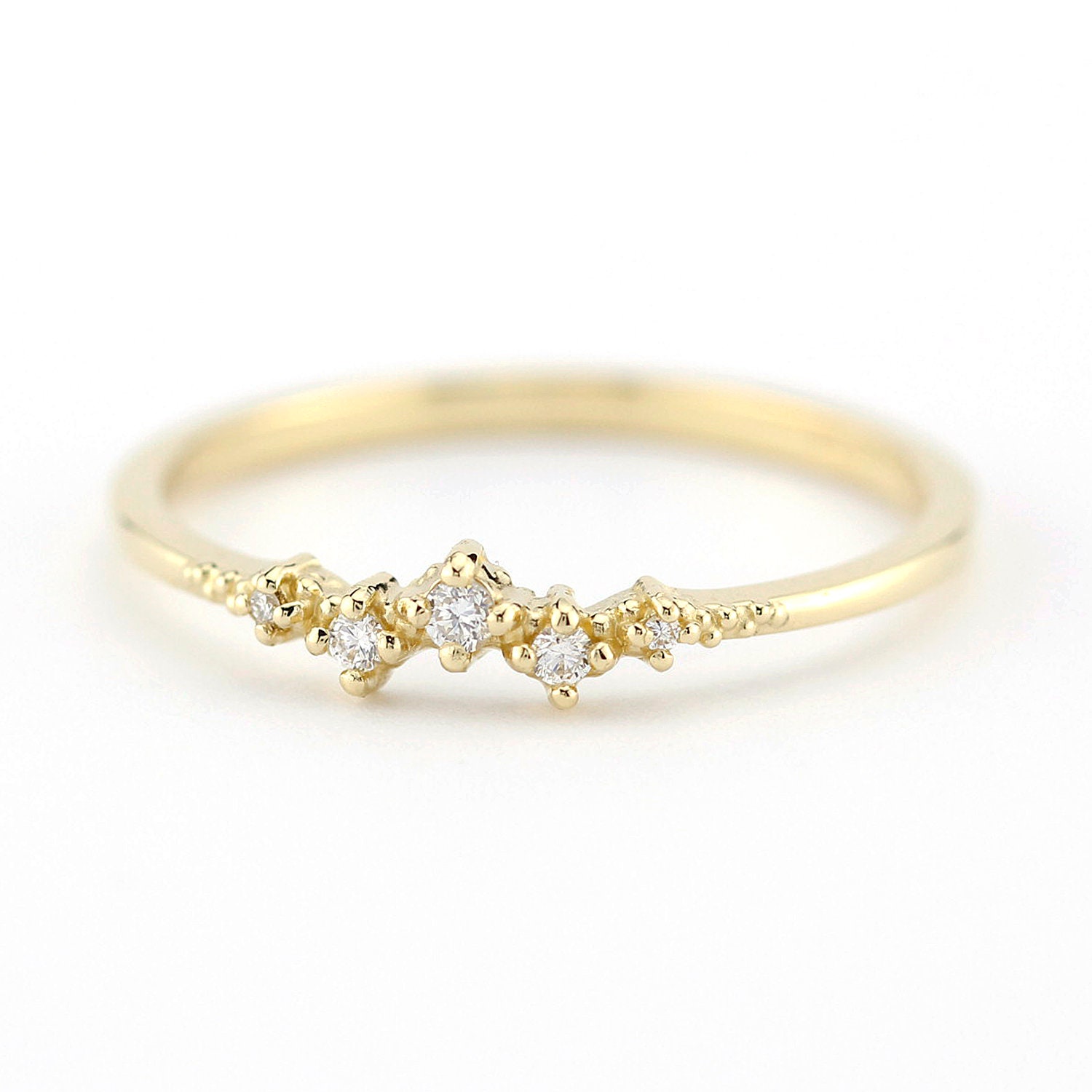 Engagement Ring Gold Ring Sideways Ring Ring for Her Gift - Etsy UK