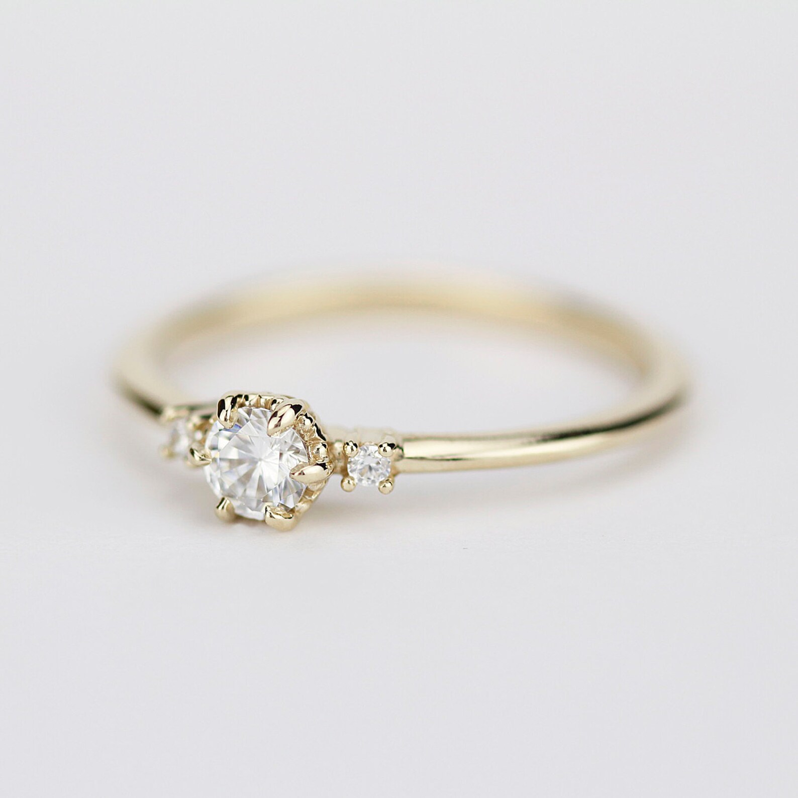 Delicate Diamond Ring Engagement Ring White Diamond - Etsy