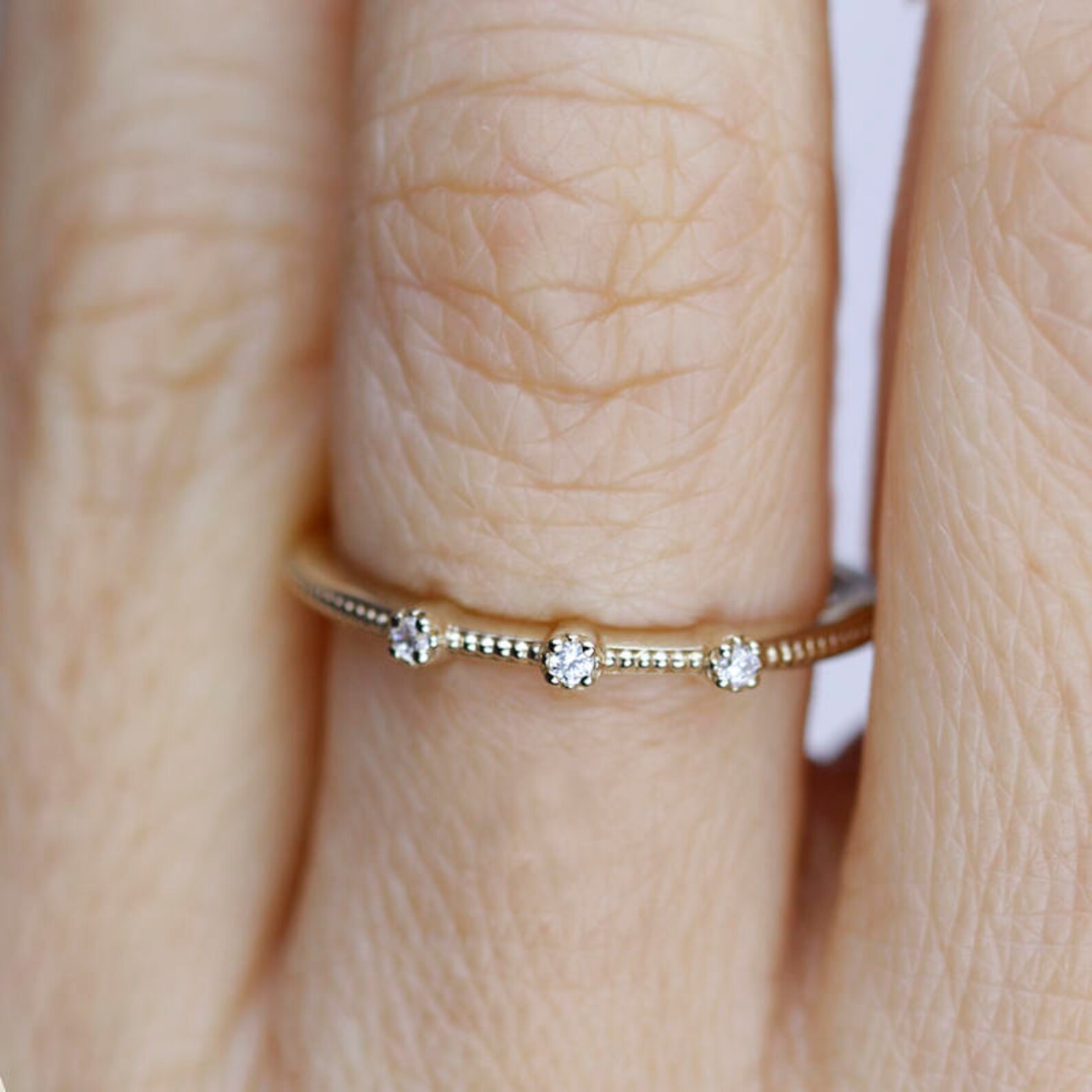 Cluster ring Engagement Ring delicate diamond ring round | Etsy