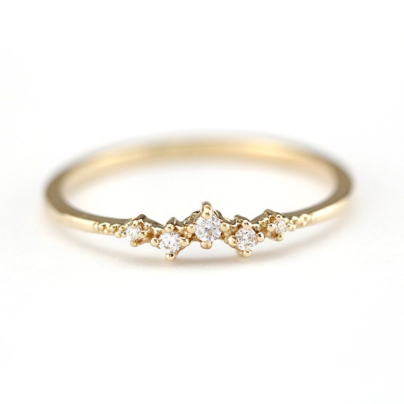 Engagement Ring Gold Ring Sideways Ring Ring for Her Gift - Etsy UK