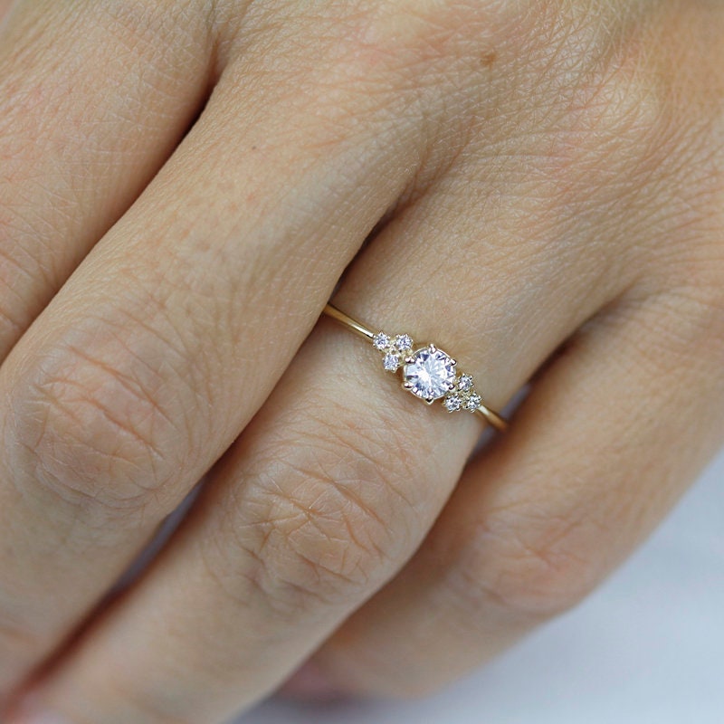 Simple Engagement Ring Diamond Ring Engagement Ring White | Etsy