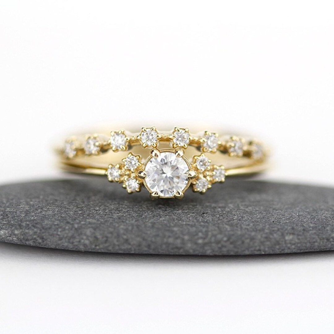 Wedding Rings Set Simple Unique, Engagement Rings Stacked Bands Wedding ...