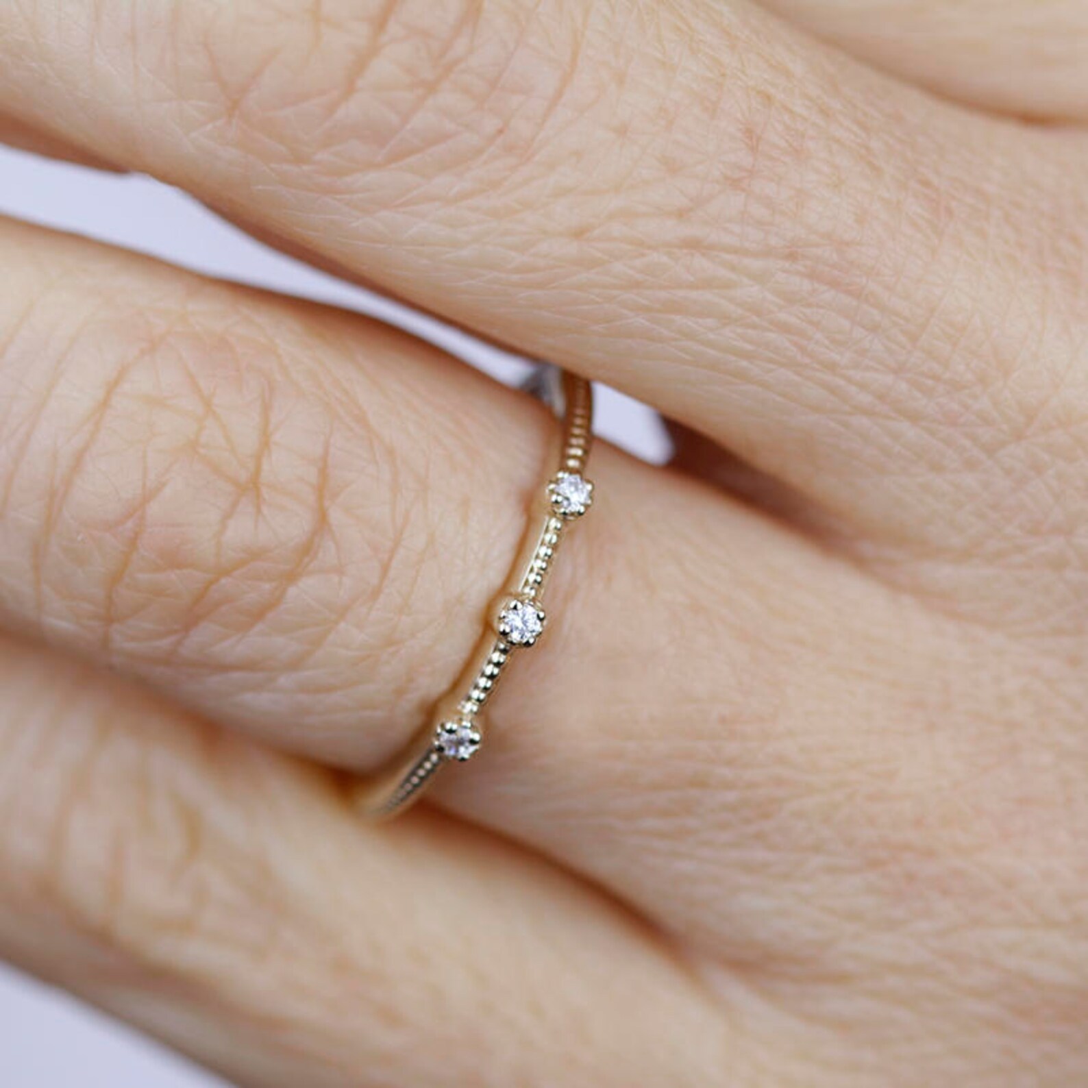 Cluster ring Engagement Ring delicate diamond ring round | Etsy