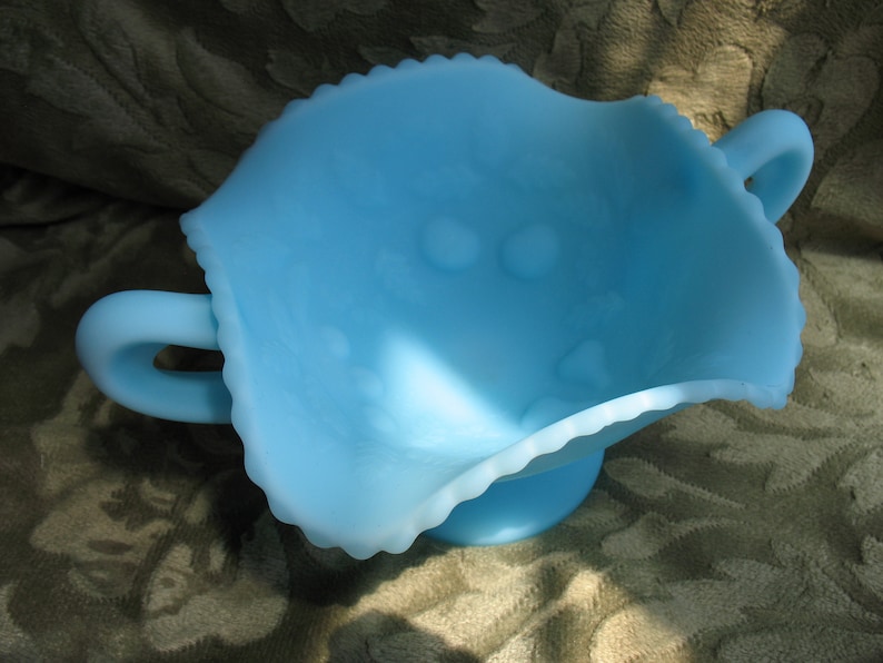 Vintage Fenton Frosted Dusty Blue Candy Dish-ferns Clovers - Etsy