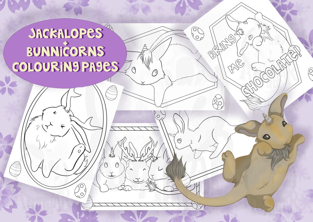 Jackalopes and Bunnicorns Colouring Pages / Digital Download / 5 A4 ...