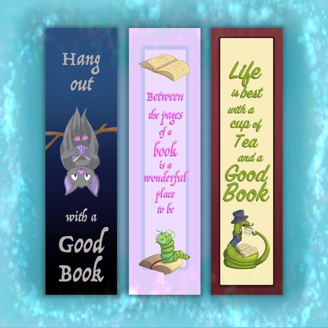 Choose From 3 Illustrated Bookmarks - Etsy