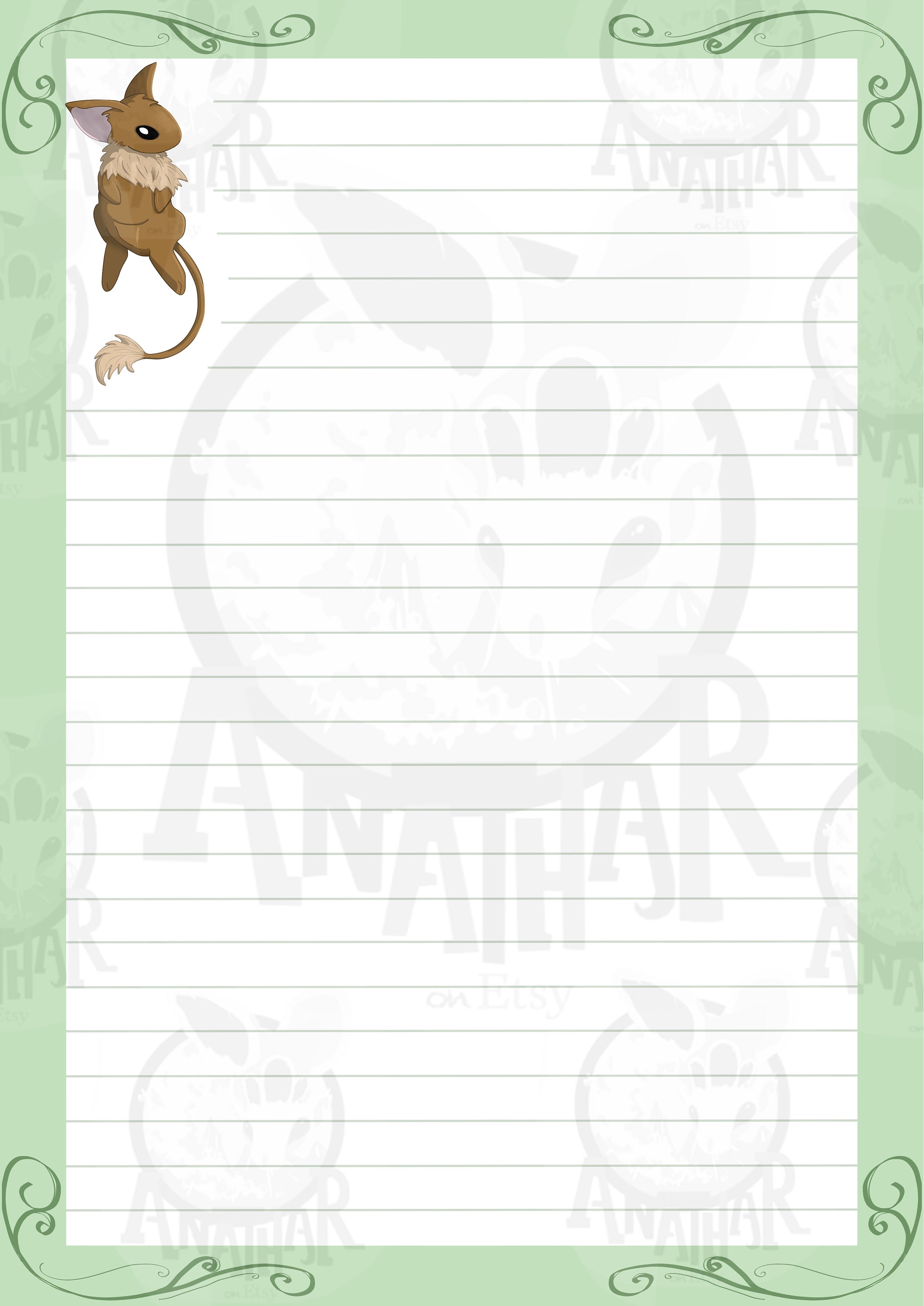 Printable Fantasy Creature Stationary / Digital Download / 5 A4 Pages ...