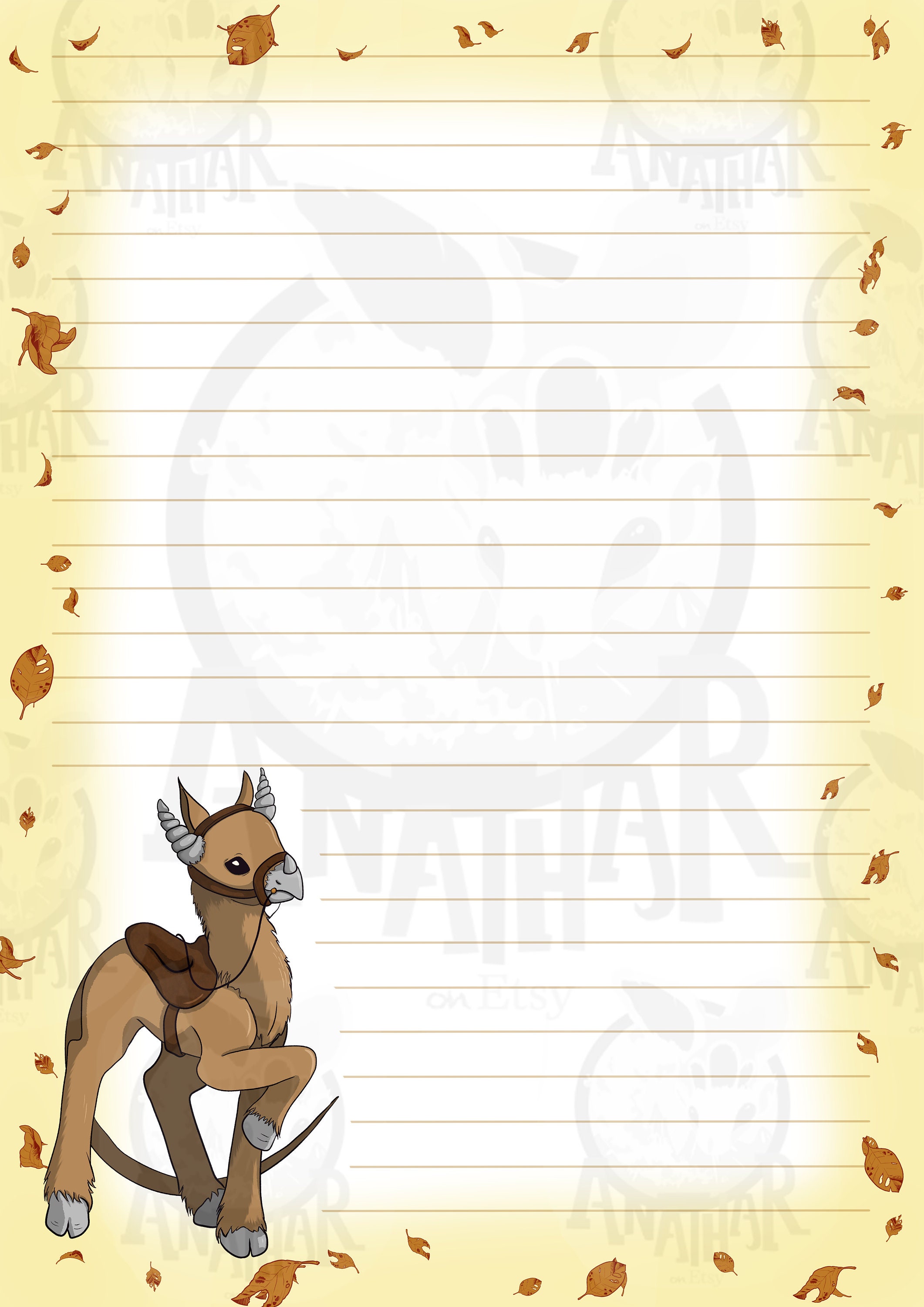 Printable Fantasy Creature Stationary / Digital Download / 5 A4 Pages ...
