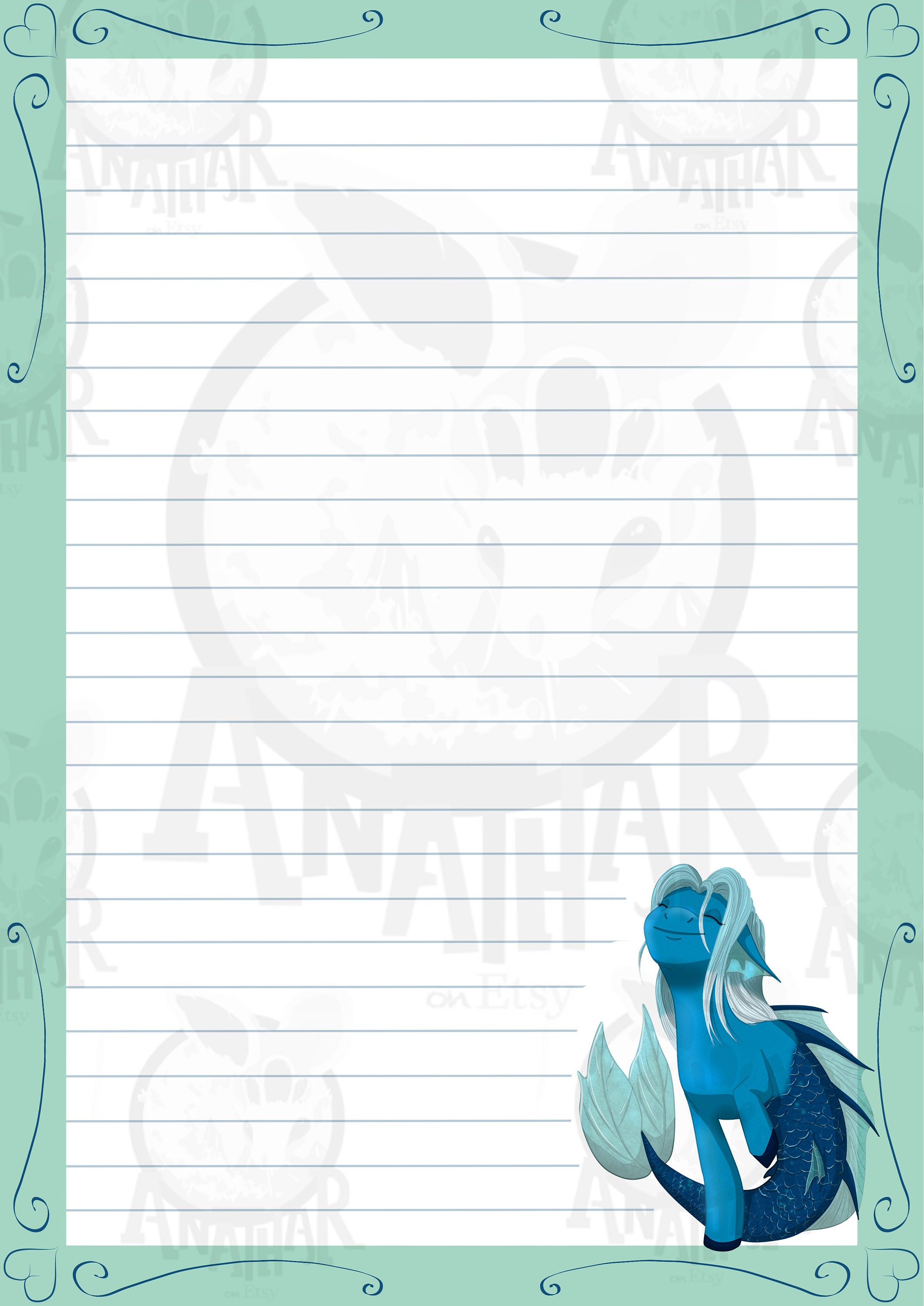 Printable Fantasy Creature Stationary / Digital Download / 5 A4 Pages ...