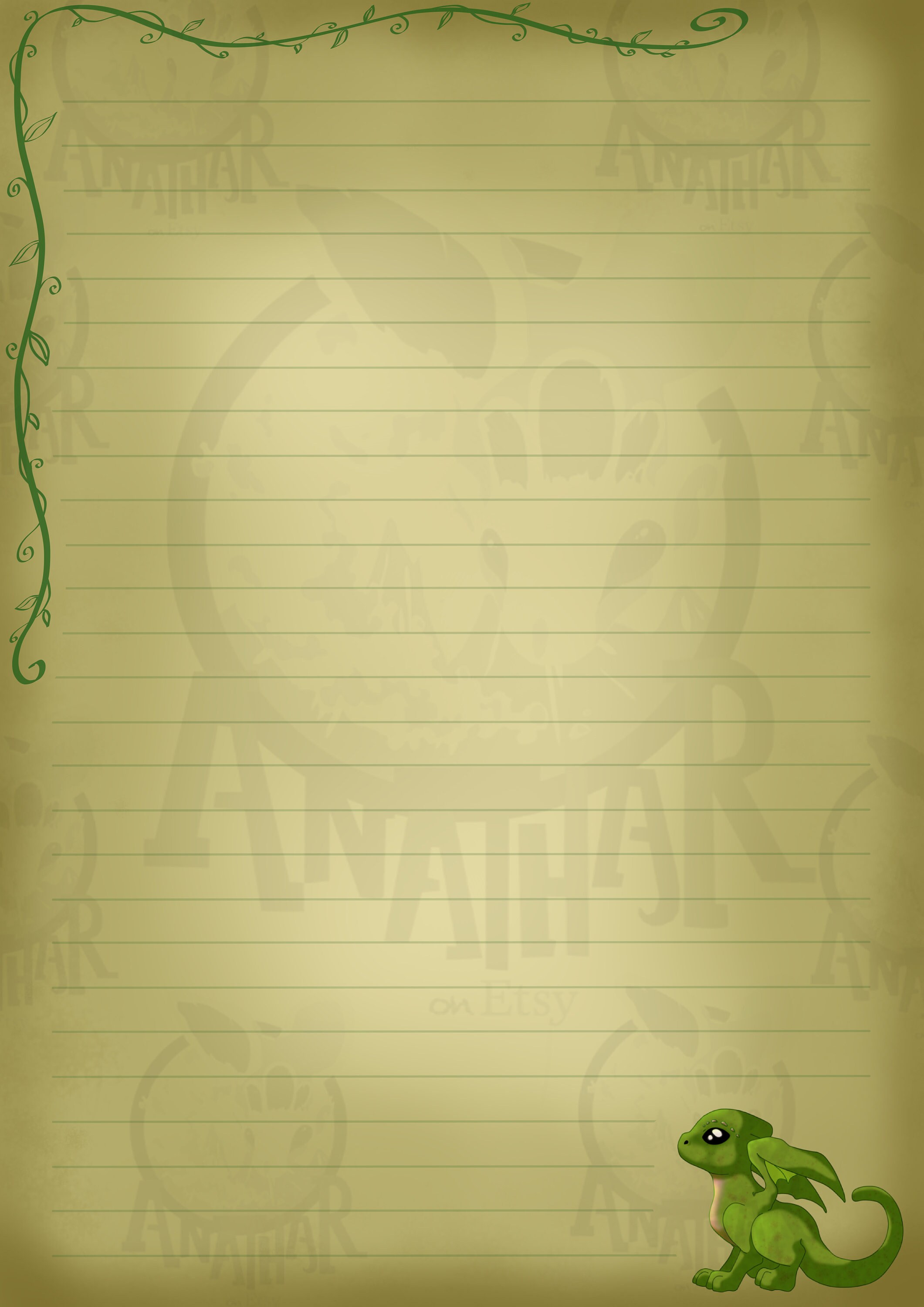 Printable Dragon Stationary / Digital Download / 5 A4 Pages - Etsy