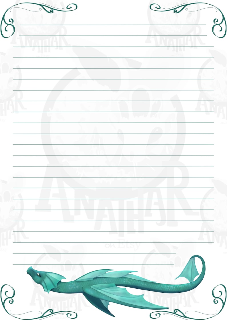 Easy Print Printable Dragon Stationary / Digital Download / 5 A4 Pages ...