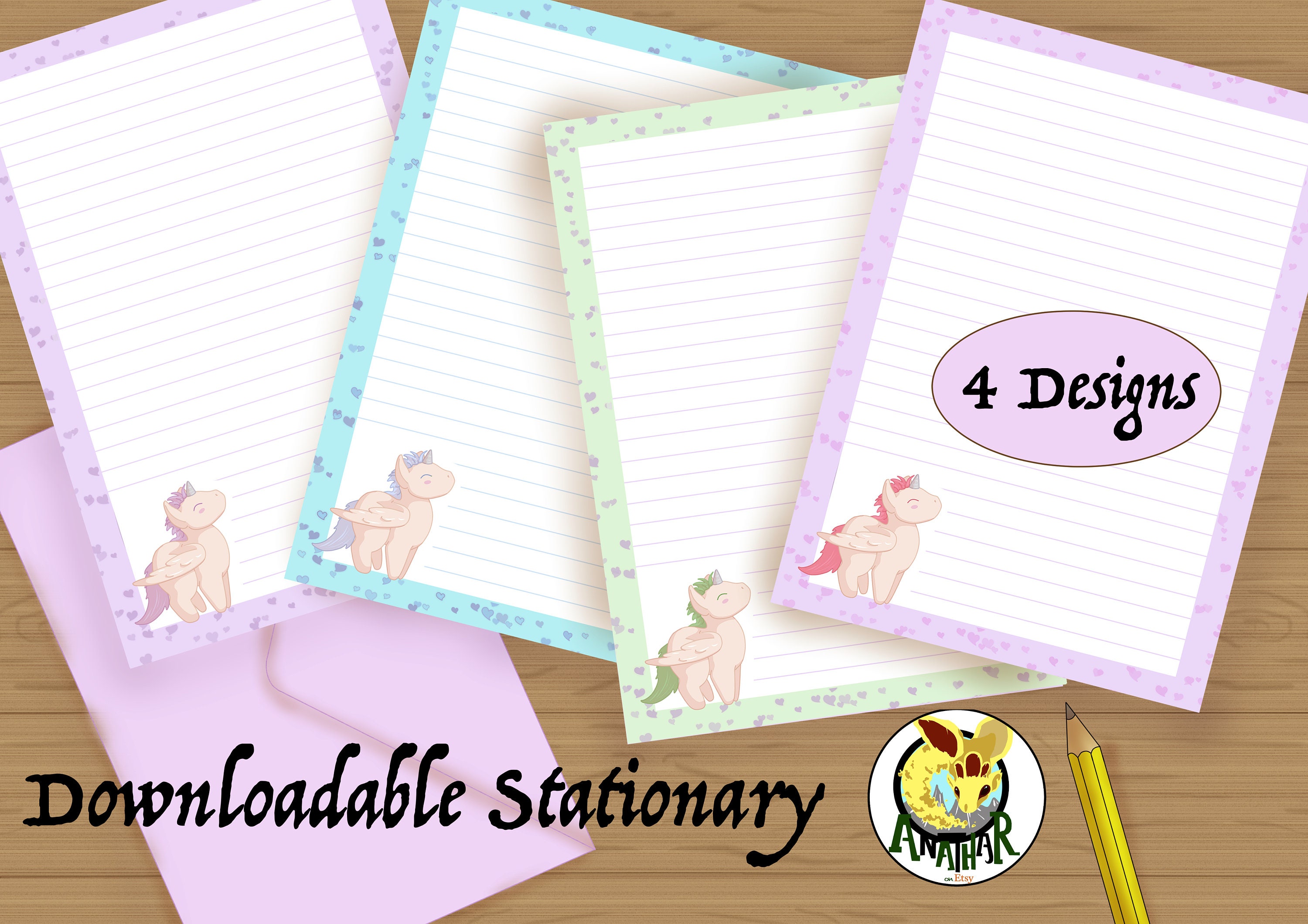 Printable Fantasy Creature Stationary / Digital Download / 5 A4 Pages ...