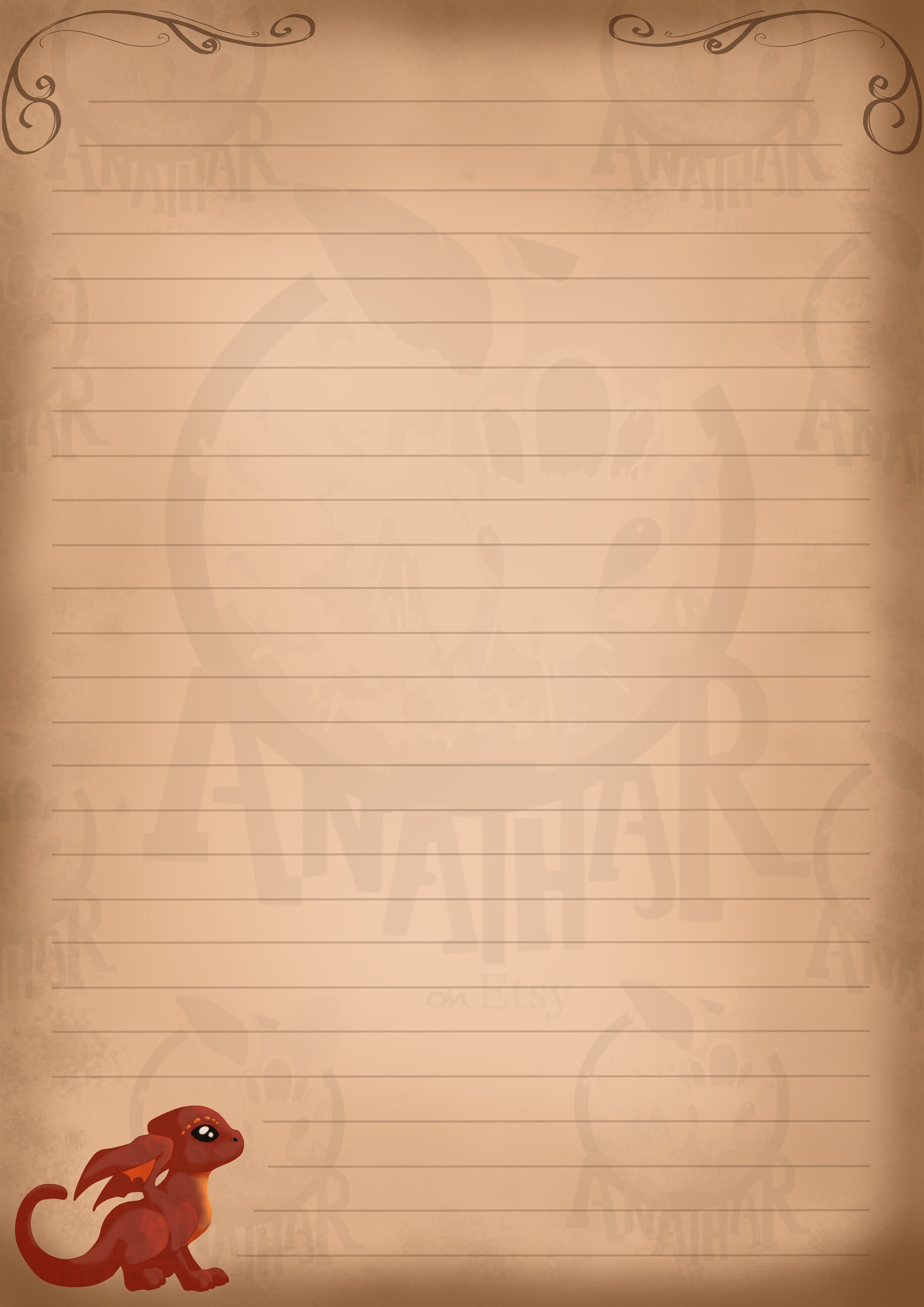 Printable Dragon Stationary / Digital Download / 5 A4 Pages - Etsy