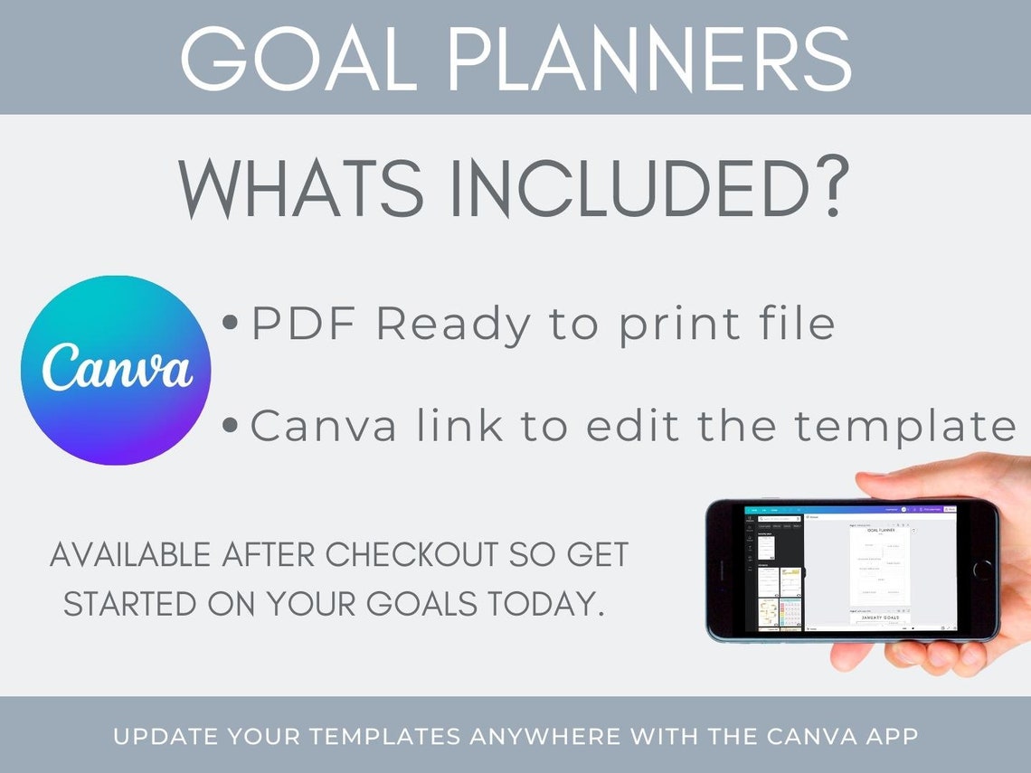 Goal Planner Printable Canva TEMPLATE Planner PDF 1 Page - Etsy