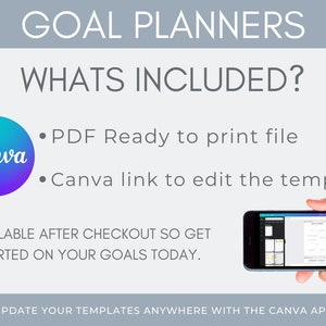 Goal Planner Printable Canva TEMPLATE Planner PDF 1 Page - Etsy