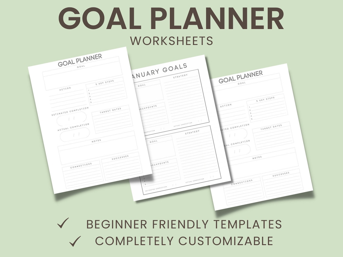 Goal Planner Printable Canva TEMPLATE Planner PDF 1 Page Editable ...