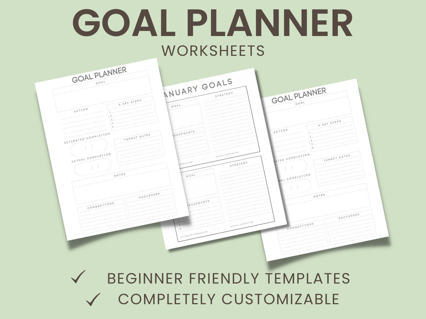 Goal Planner Printable Canva TEMPLATE Planner PDF 1 Page Editable ...