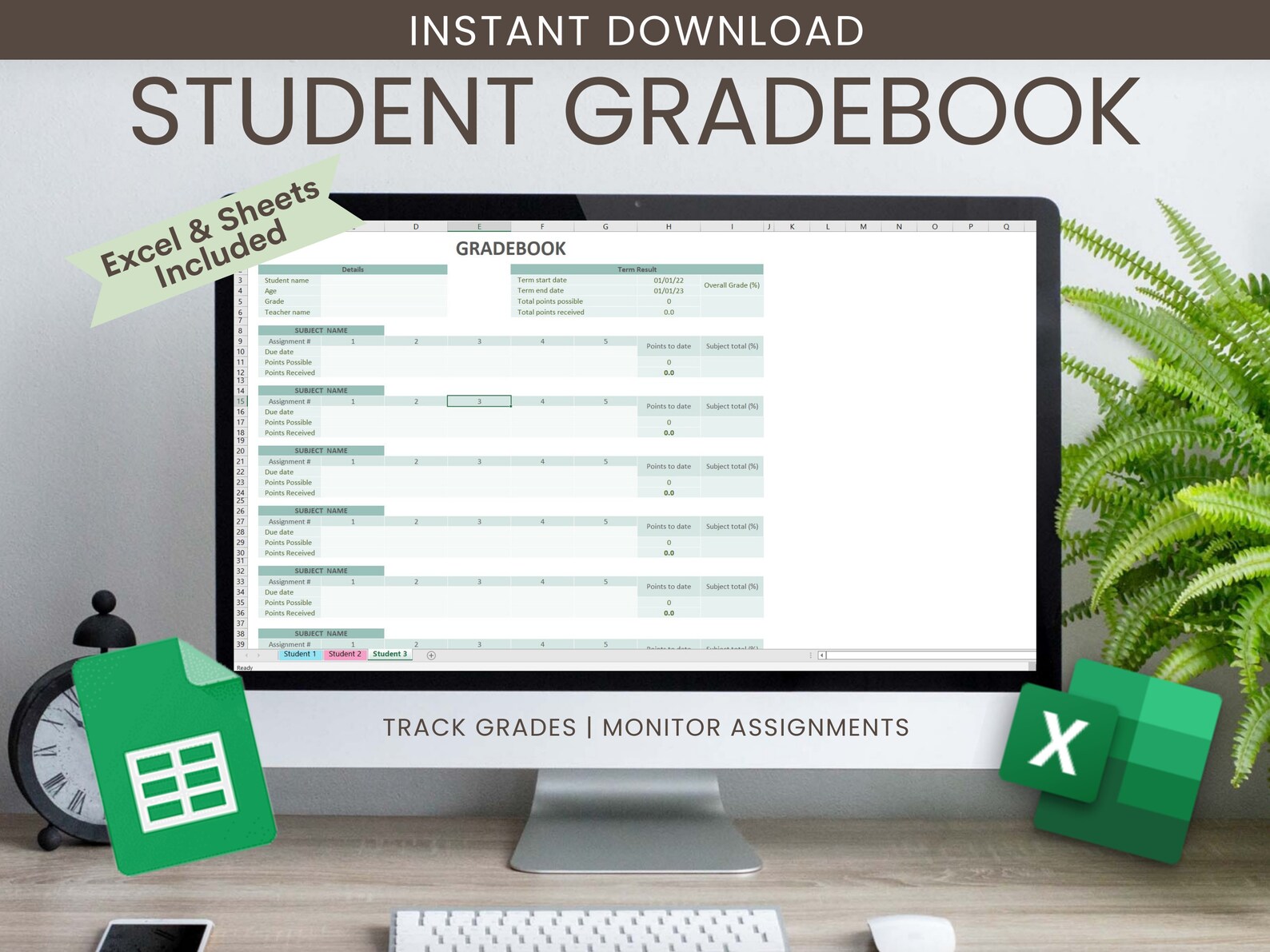 Homeschool Planner GRADEBOOK Excel Spreadsheet STUDENT COLLEGE ...