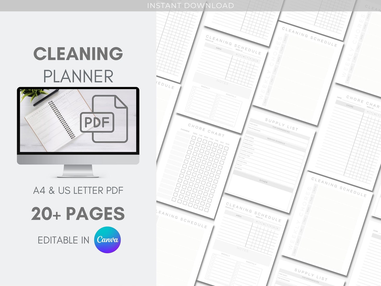 Cleaning Planner Template Schedule Editable Cleaner Checklist - Etsy