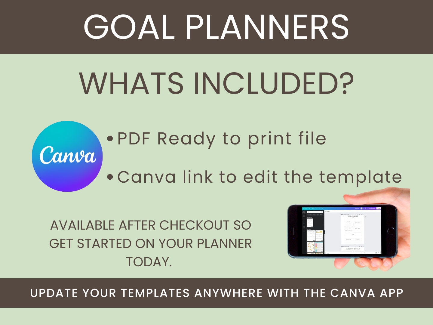 Goal Planner Printable Canva TEMPLATE Planner PDF 1 Page Editable ...