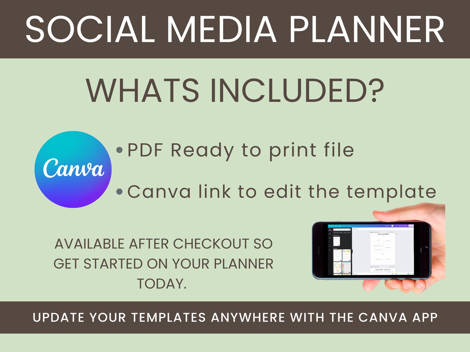 Social Media Planner Printable Canva Planner PDF Editable Digital ...