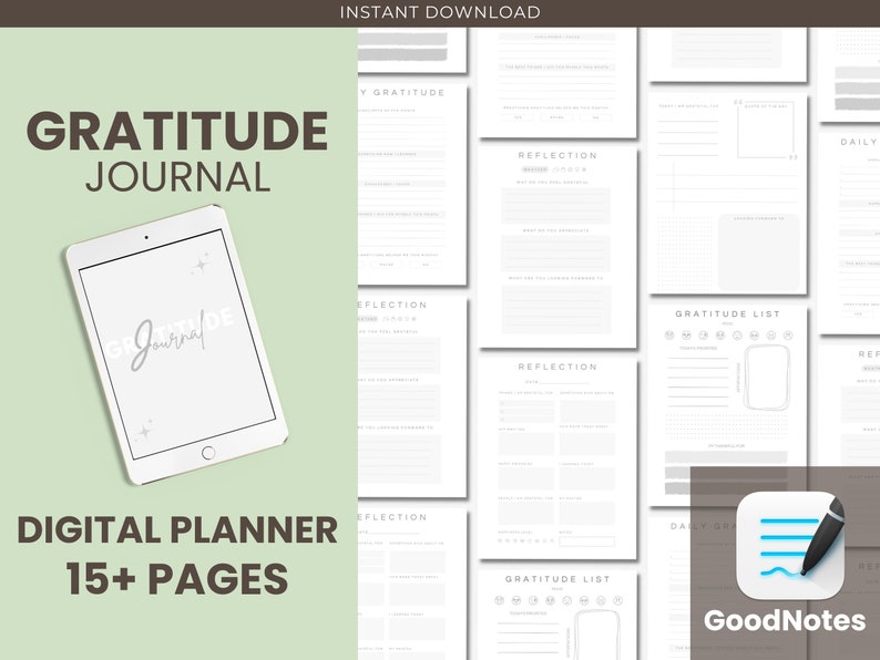 Gratitude Journal CANVA Printable Mindfulness Log Gratitude Editable ...