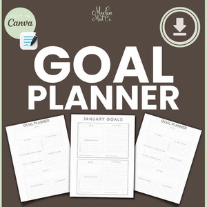 Goal Planner Printable Canva TEMPLATE Planner PDF 1 Page Editable ...