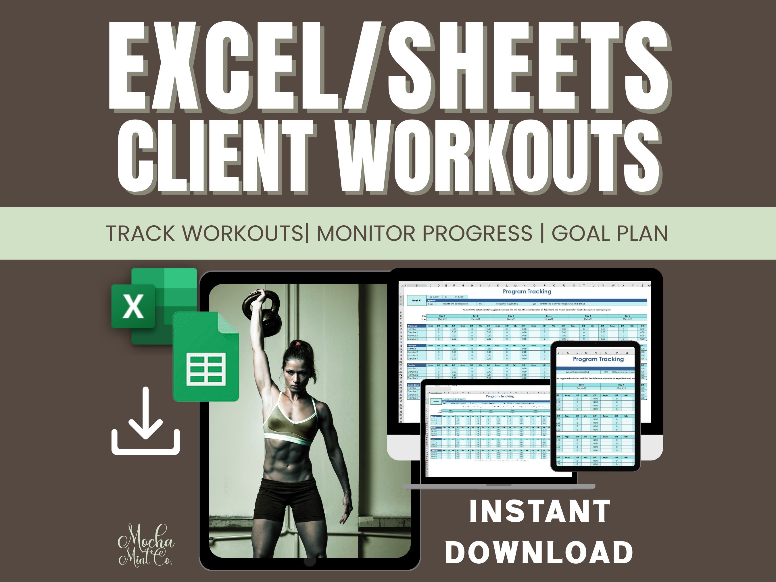Personal Trainer Workout Template, Client Excel Google Sheets, Fitness ...