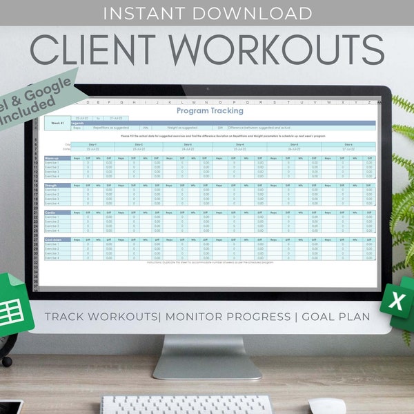 Gym Workout Plan for Clients - Etsy