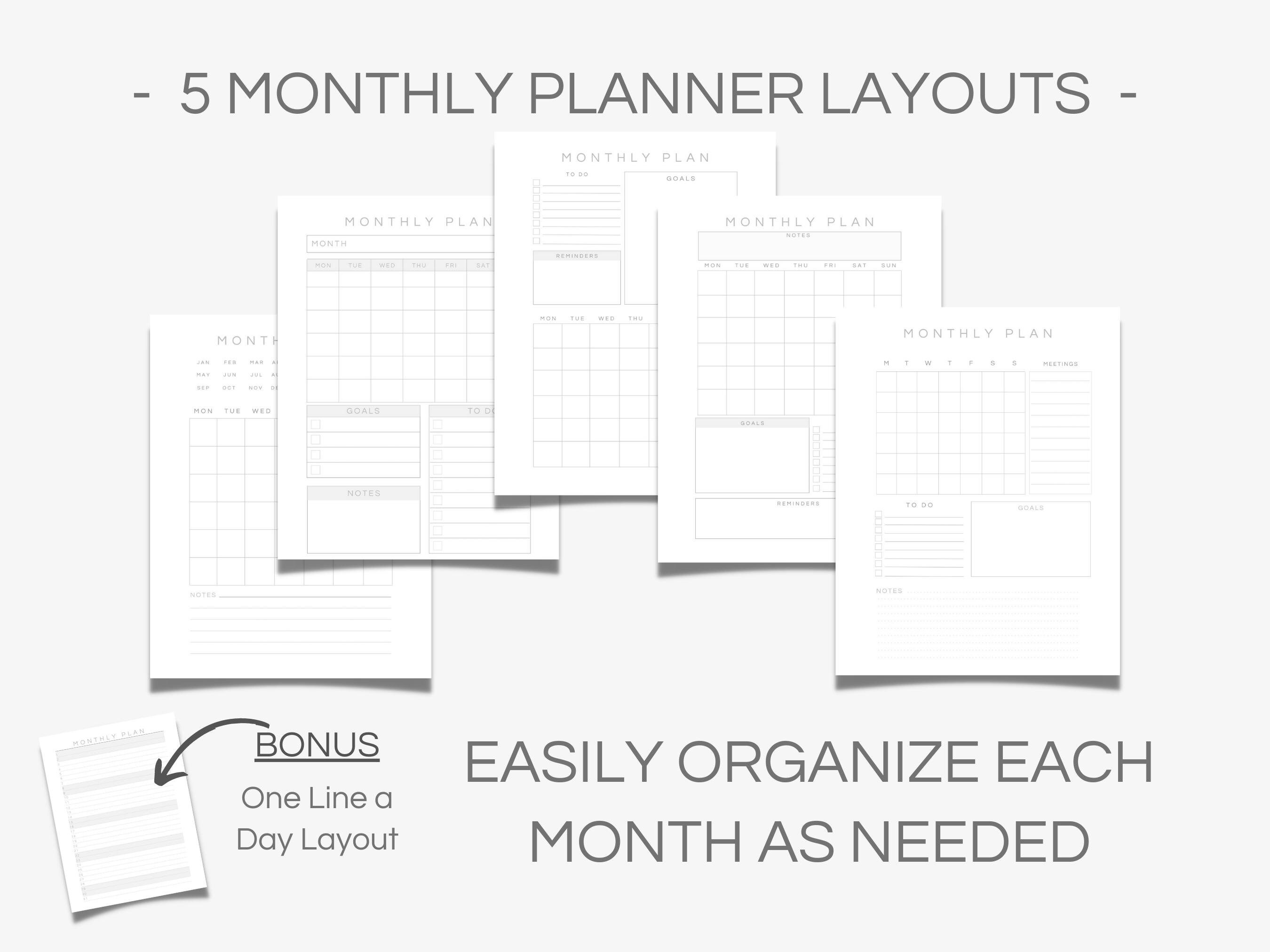 Undated Monthly Planner Printable Month Printable Pages Monthly ...