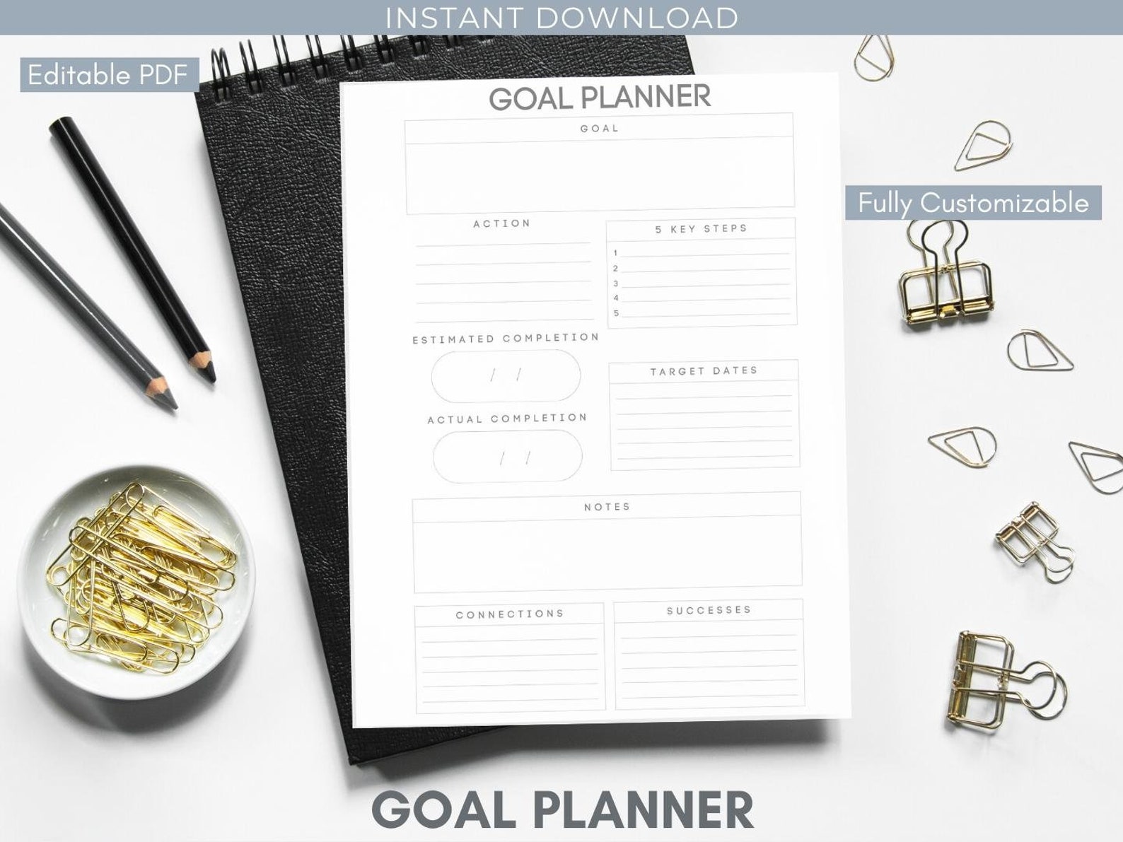 Goal Planner Printable Canva TEMPLATE Planner PDF 1 Page - Etsy