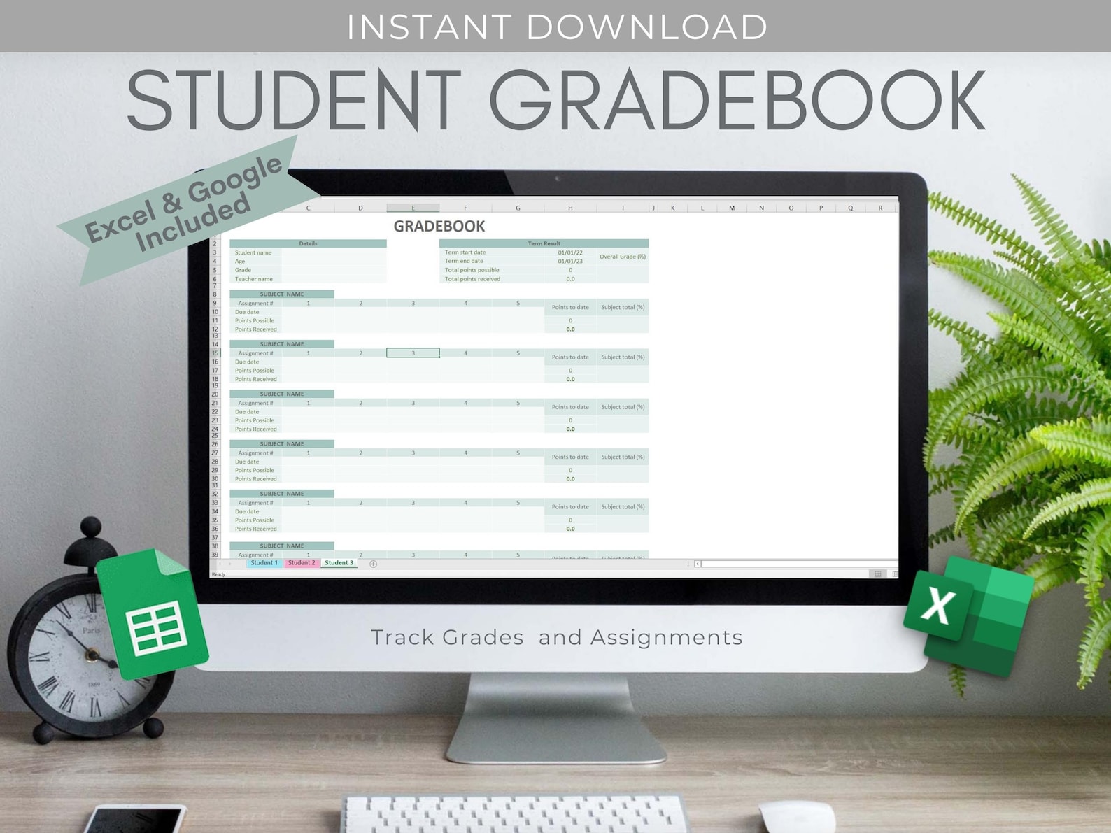 Homeschool Planner GRADEBOOK Excel Spreadsheet STUDENT COLLEGE - Etsy