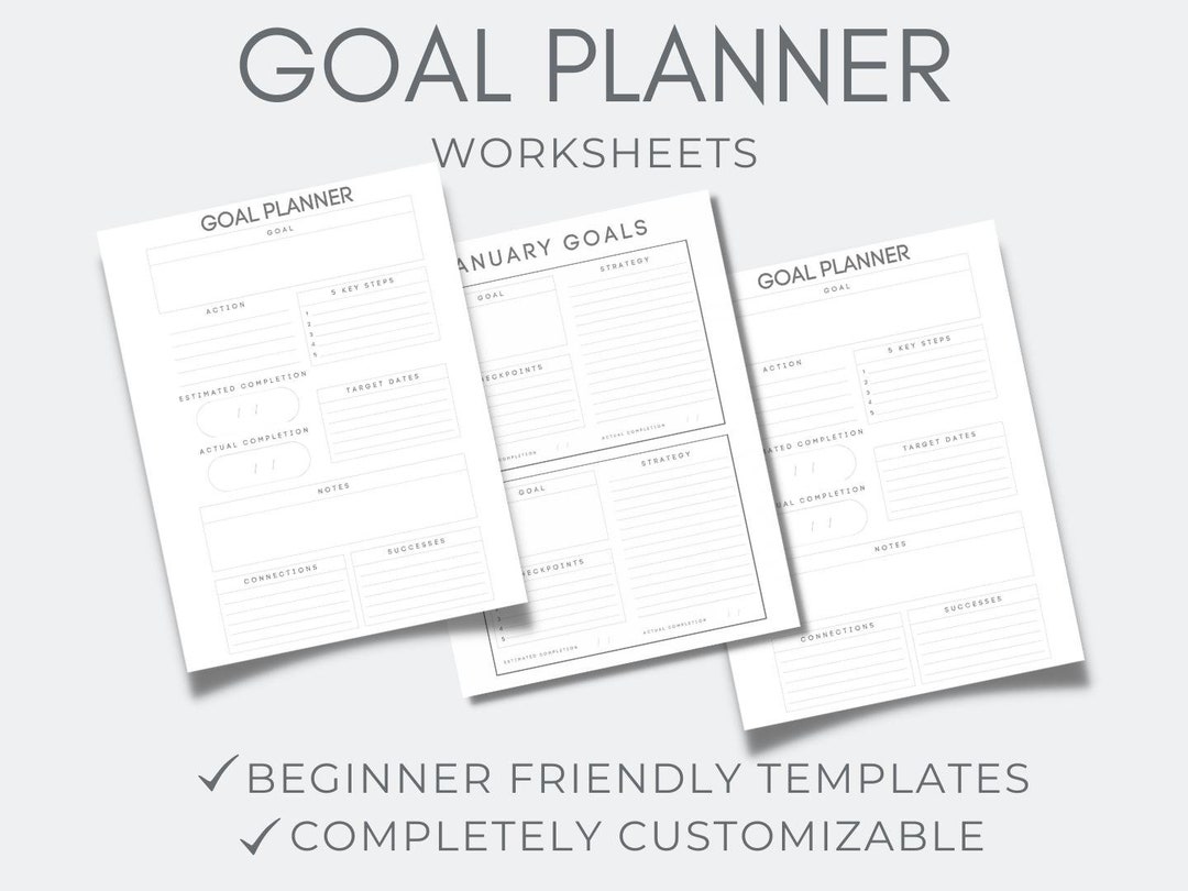 Goal Planner Printable Canva TEMPLATE Planner PDF 1 Page - Etsy