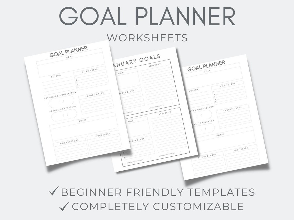 Goal Planner Printable Canva TEMPLATE Planner PDF 1 Page - Etsy