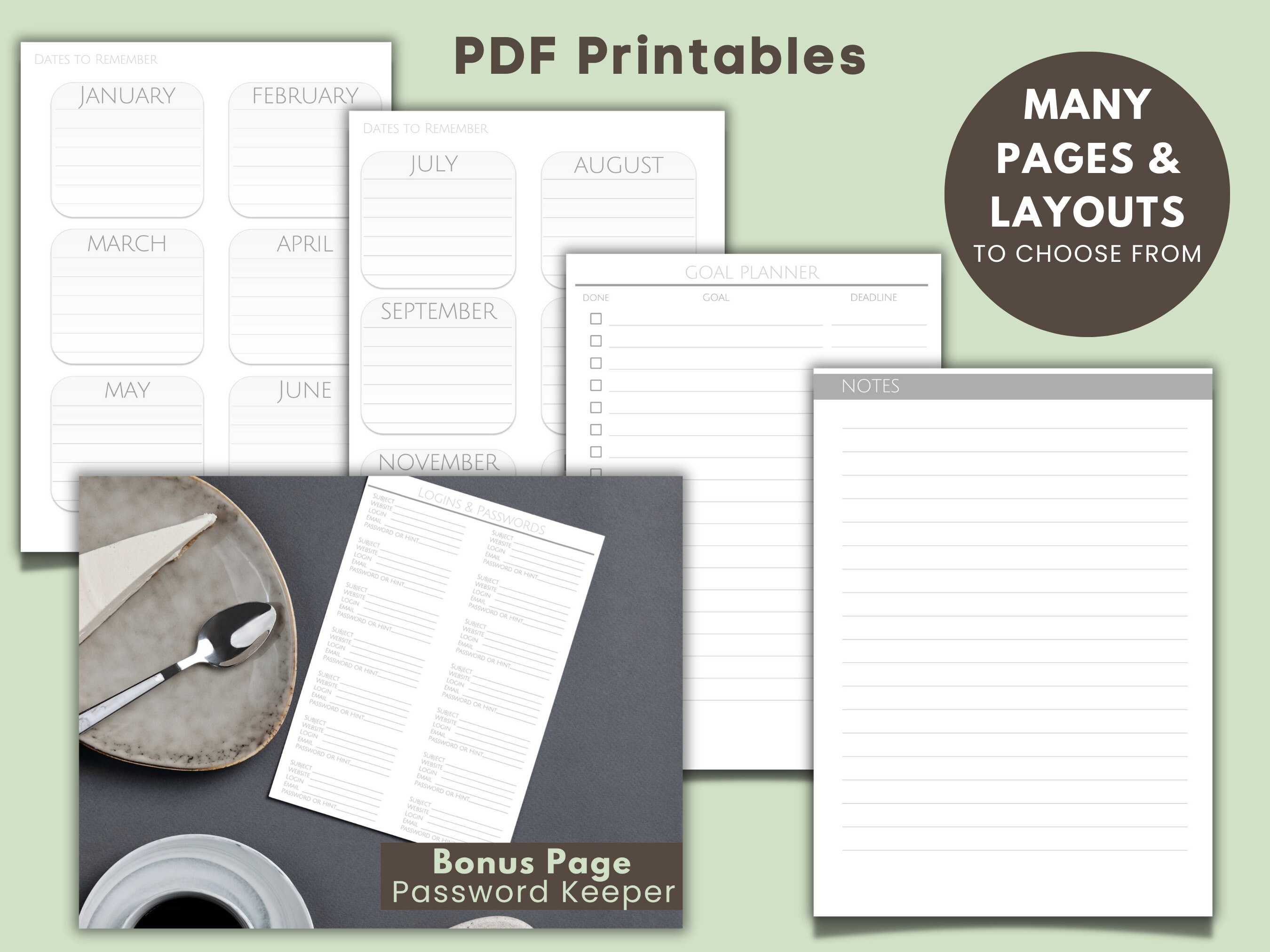 Minimalist Planner Printable Undated Canva Planner PDF Editable Digital ...