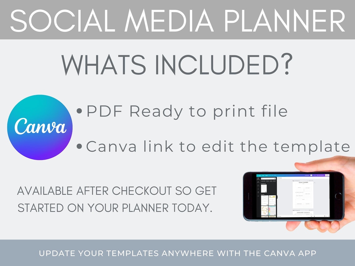 Social Media Planner Printable Canva Planner PDF Editable - Etsy