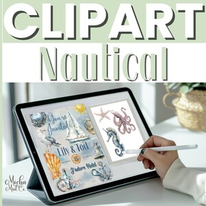 Nautical Clipart Watercolor Bundle, PNG, Sea Clipart, Ocean Clipart ...