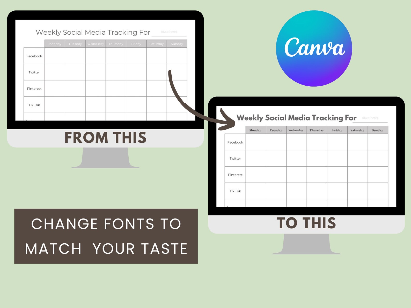 Social Media Planner Printable Canva Planner PDF Editable Digital ...