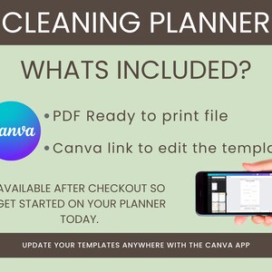 Cleaning Planner Template Schedule Editable Cleaner Checklist Weekly ...