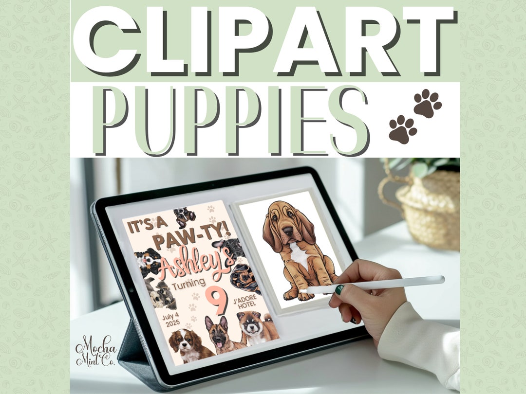 Puppies Clipart, Puppy Bundle Clip Art, 60 Dog Breeds, PNG Bundle, Pet ...