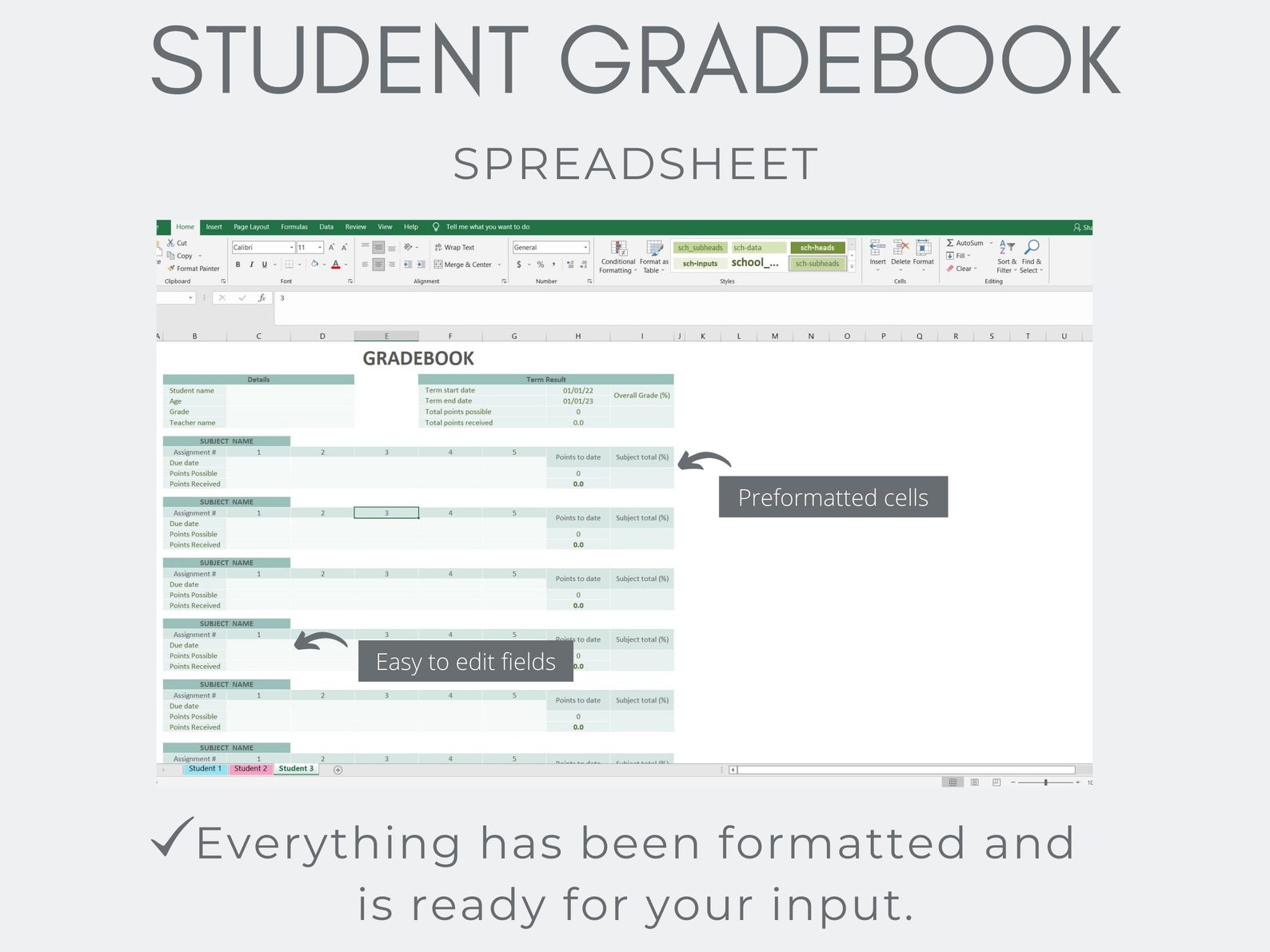 Homeschool Planner GRADEBOOK Excel Spreadsheet STUDENT COLLEGE - Etsy