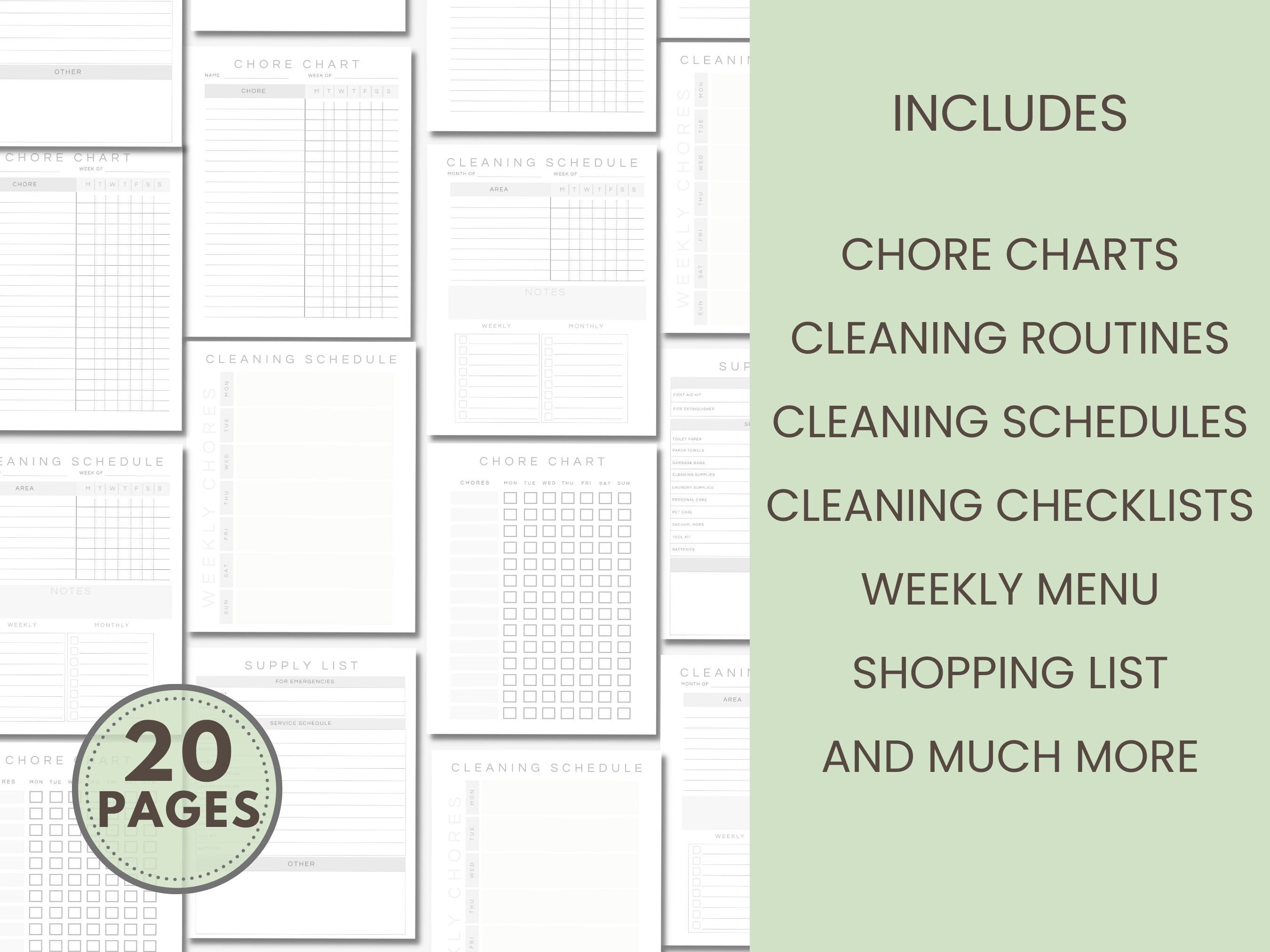 Cleaning Planner Template Schedule Editable Cleaner Checklist Weekly ...