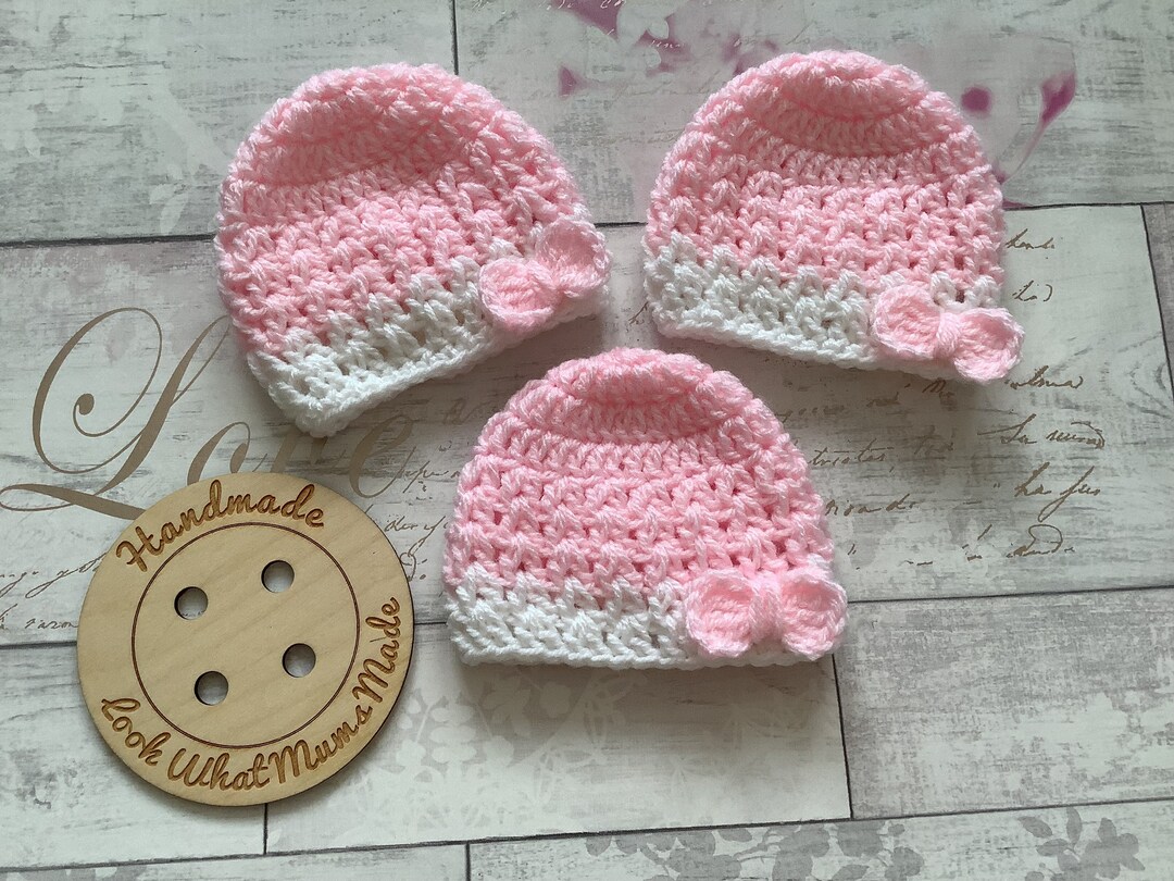 Large Premie Crochet 5-6lb Baby Hats, Baby Wear, Tiny Baby. NICU Baby ...