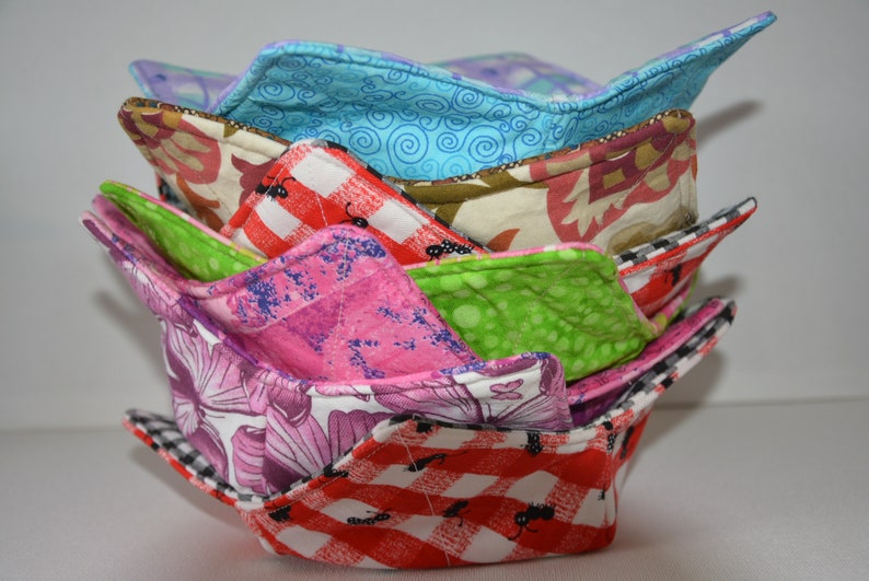 Reversible Quilted Bowl Cozy: 100% Cotton. Microwavable. Bowl Holder ...