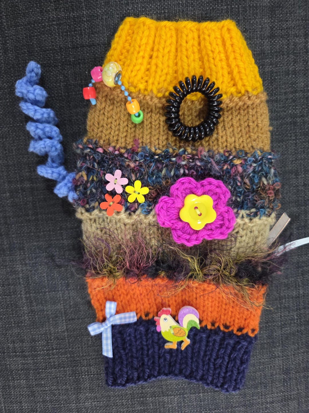 Hand Knitted Fidget Cuff: Sensory Activity Aid for Dementia, Autism ...