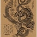 Thai Traditional Art of Talisman tiger and Naga by Printing on Sepia ...