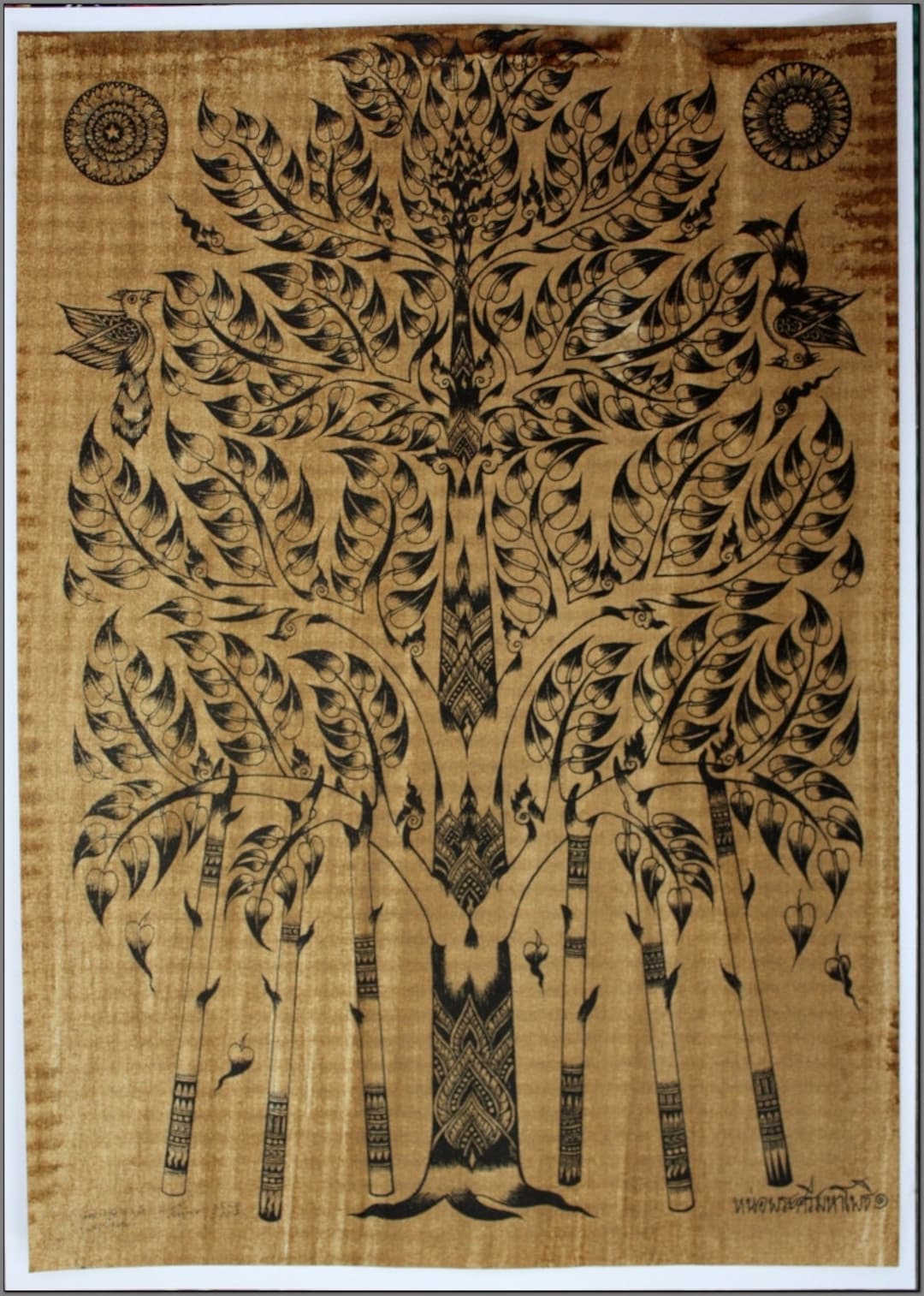 Thai Traditional Art of Bodhi Tree by Printing on Sepia Paper - Etsy