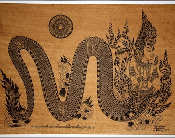 Thai Traditional Art of Deity by Silkscreen Printing on Sepia Paper - Etsy