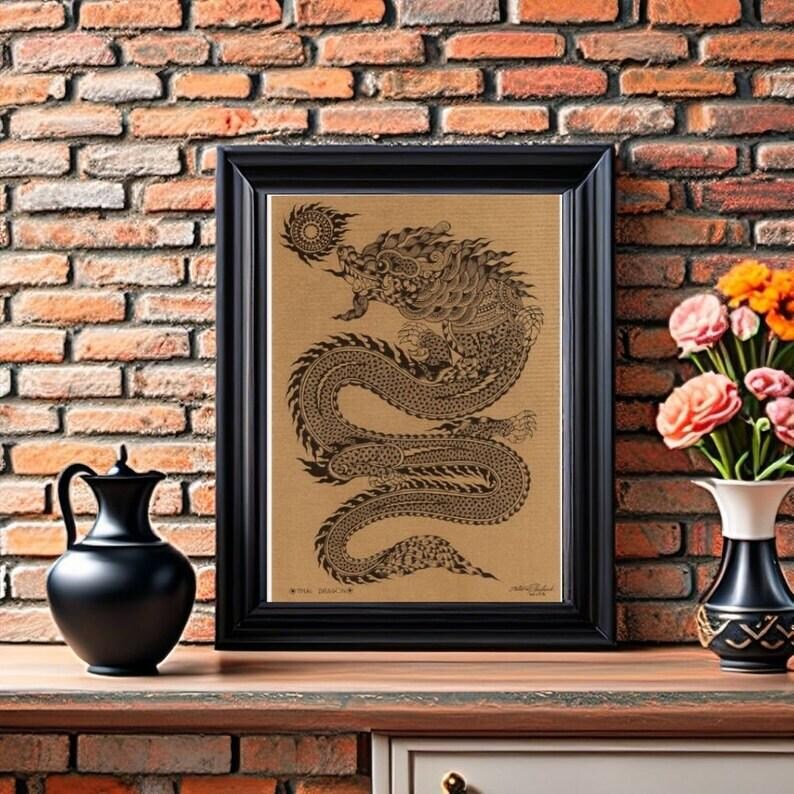 Digital File Download, Prints Art,thai Traditional Art of Thai Dragon ...
